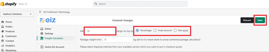 How to setup EIZ App Shopify shipping calculator – EIZ Docs