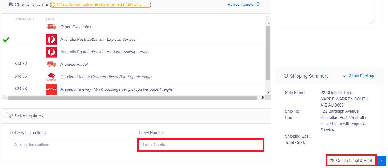 How to print an address label for a letter – EIZ Docs