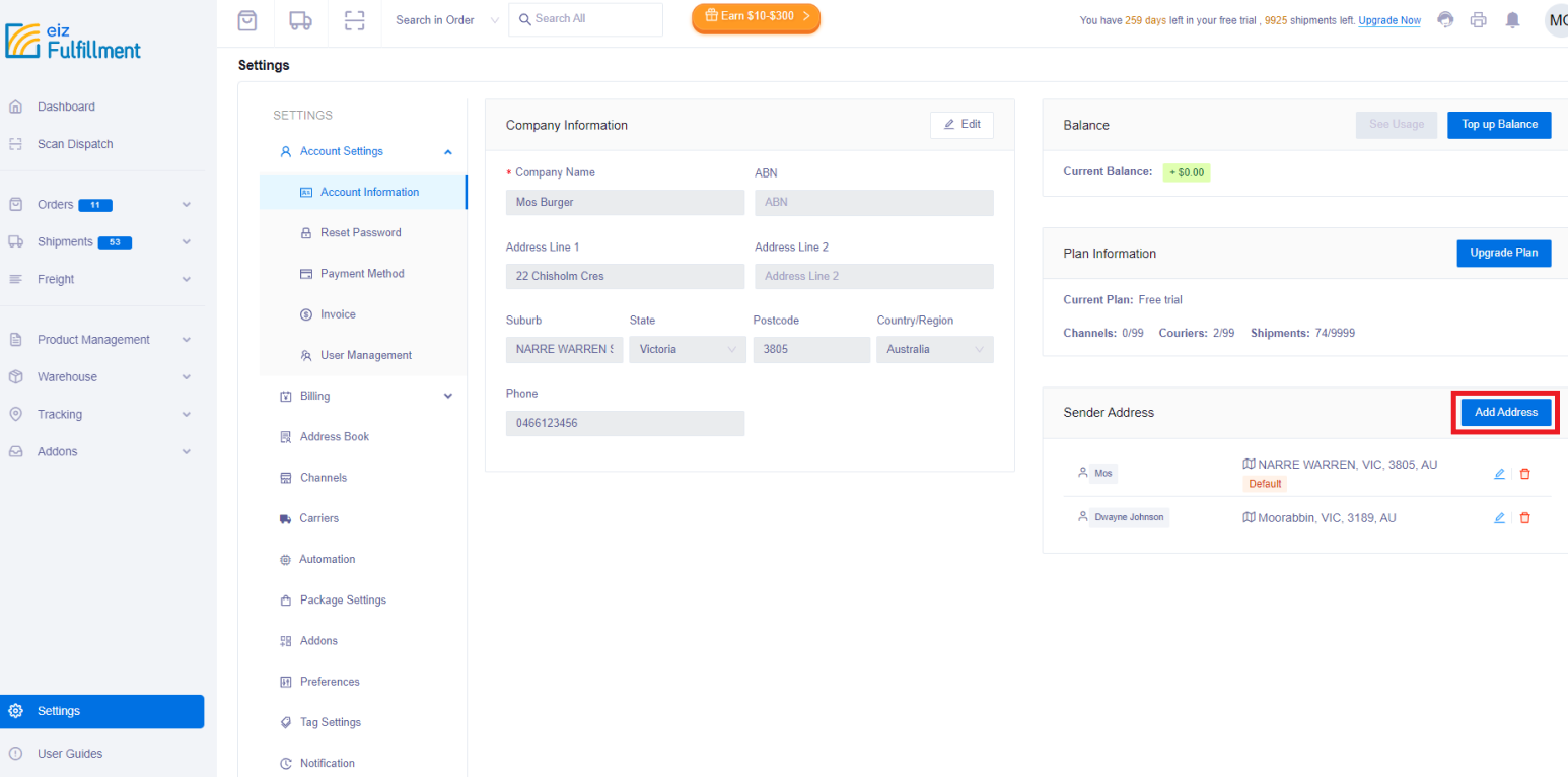 How to add multiple sender addresses – EIZ Docs