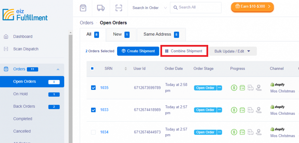 How to create Shipments from orders – EIZ Docs